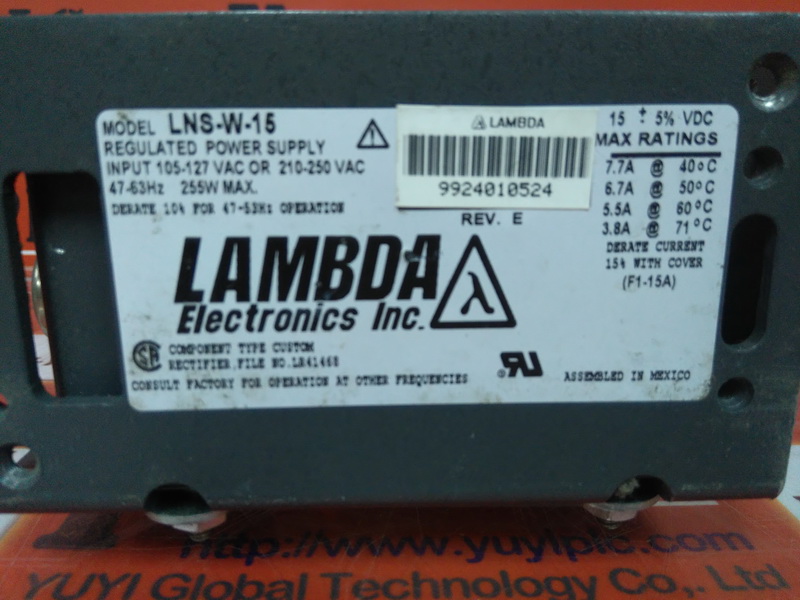 LAMBDA REGULATED POWER SUPPLY LNS-W-15 - 裕益科技自動化設備可程式編碼器PLC分散式控制系統DCS